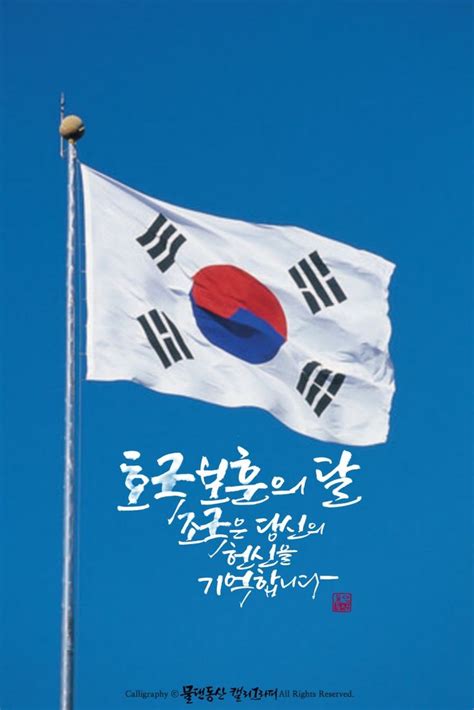나라사랑 캘리그라피 자유민주주의 손글씨 배경