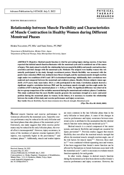 Pdf Relationship Between Muscle Flexibility And Characteristics Of Muscle Contraction In