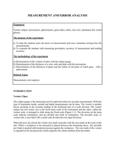 Measurement And Error Analysis