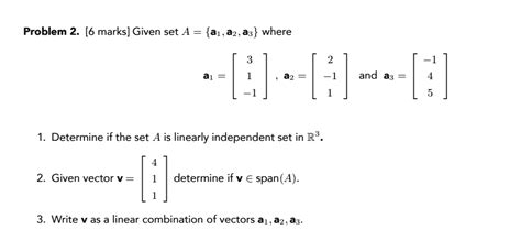 SOLVED Problem 2 6 Marks Given Set A A1 A2 A3 Where 3 And 5 1 Determine If The Set A Is