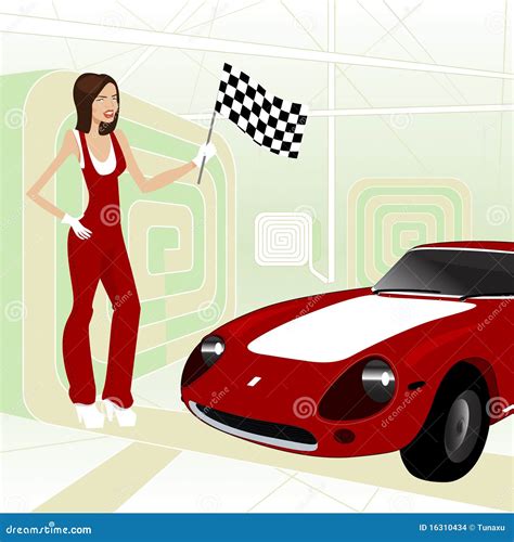 Race Car With Girl Stock Vector Illustration Of Vector 16310434