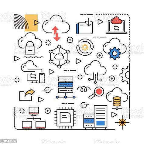 클라우드 컴퓨팅 관련 설계 요소 윤곽선 아이콘이 있는 패턴 디자인입니다 다채로운 벡터 일러스트레이션 0명에 대한 스톡 벡터 아트 및 기타 이미지 Istock