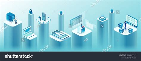 5196 Cloud Storage And Big Data Computing In Isometric Images Stock