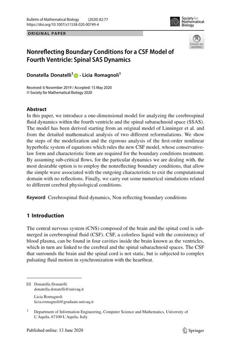 Pdf Nonreflecting Boundary Conditions For A Csf Model Of Fourth