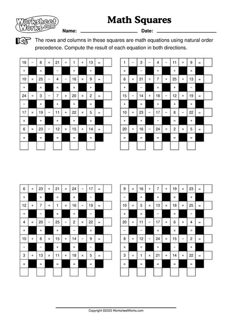 Worksheet Works Math Squares 1 V The Rows And Columns In These Worksheets Library
