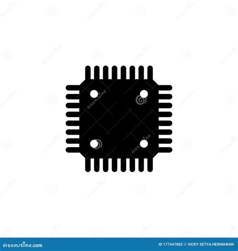 Electronic Chip Vector Icon Isolated On White Background Computer Chip