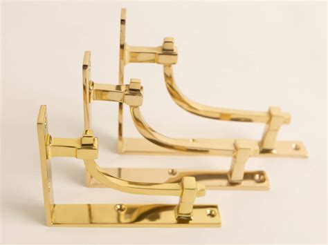 Polished Brass Vintage Style Solid Brass Shelf Brackets By Brass Bee