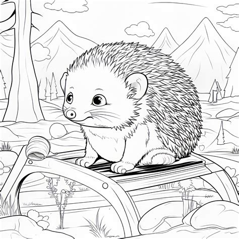 Erizo En Un Puente En El Bosque Página Para Colorear Gratis