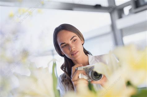 Brunette Woman Using Digital Camera Stock Image F021 0330 Science Photo Library