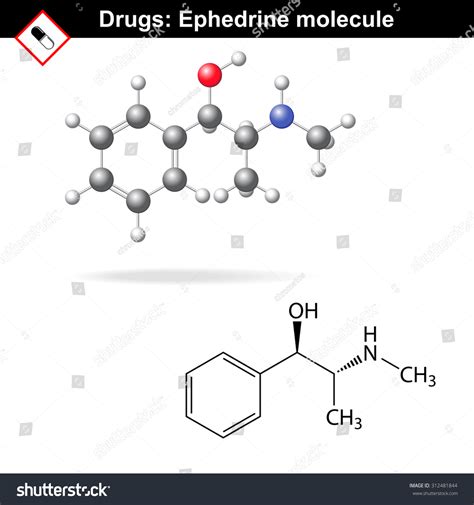 Ephedrine Recreational Drug Structure Chemical Molecular Stock Vector Royalty Free 312481844
