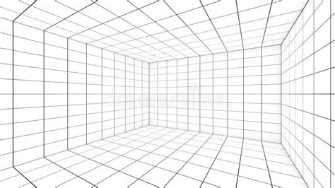 A Grid Of Lines In An Empty White Room Serves As A Visual Cue A Space With A Distance
