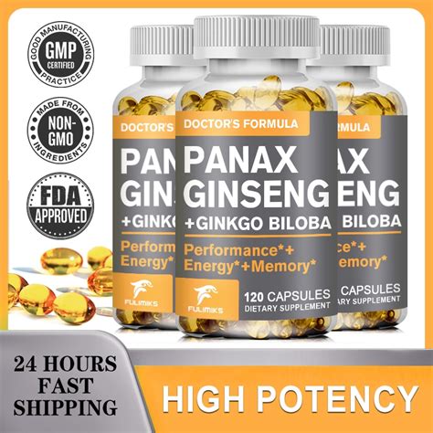 Korean Red Panax Ginseng Extract Ginkgo Biloba Ashwagandha Capsules