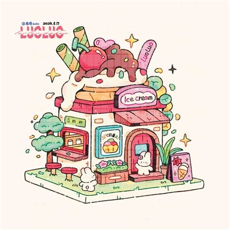 小屋插画｜甜品小屋 小红书 花瓣网