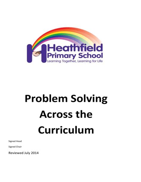 Problem Solving Across The Curriculum 2013