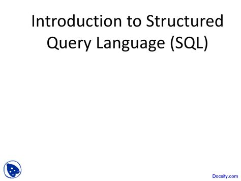 Structured Query Language Database Management And Design Lecture Slides Docsity