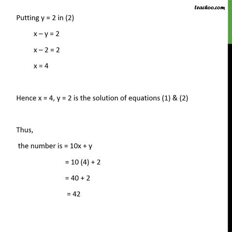Example 13 The Sum Of A Two Digit Number And Number Examples