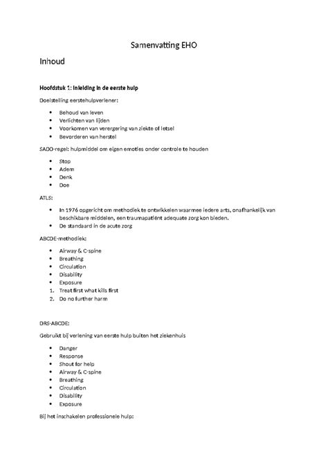 Samenvatting Eho Samenvatting Eho Inhoud Hoofdstuk 1 Inleiding In De