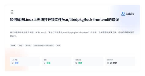 Linux 无法打开锁定文件错误解决方案：varlibdpkglock Frontend Labex