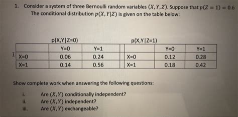 Solved 1 Consider A System Of Three Bernoulli Random