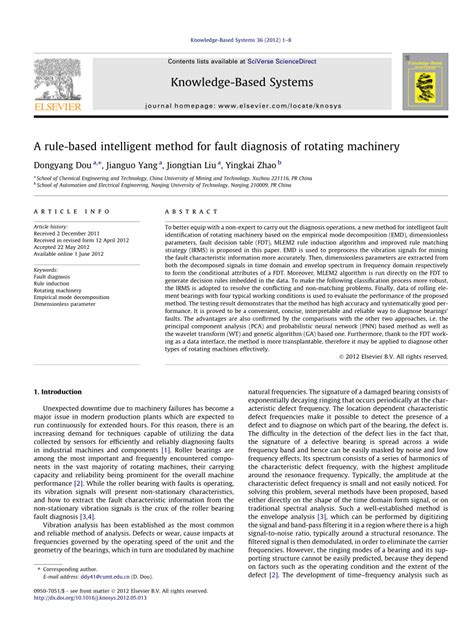 PDF A Rule Based Intelligent Method For Fault Diagnosis Of Rotating Machinery