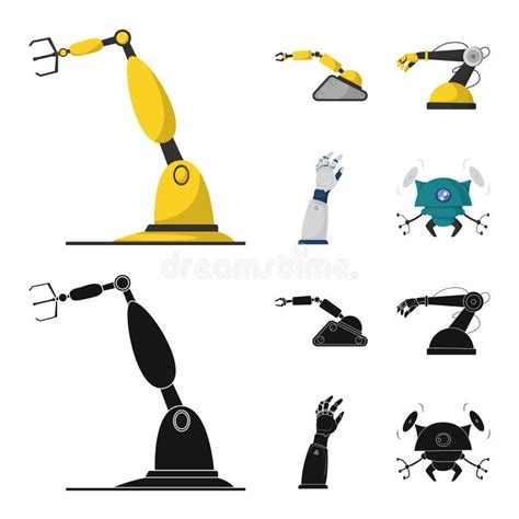 Isolated Object Of Robot And Factory Sign Collection Of Robot And Space Stock Vector