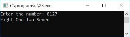 C Program To Print The Given Number In Words