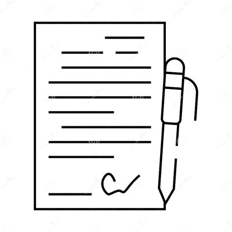 Contract Signing Line Icon Vector Illustration Sign Stock Illustration