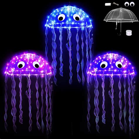 Halloween Diy Jellyfish Costume Set 3 Clear Bubble Umbrella 25 Yards