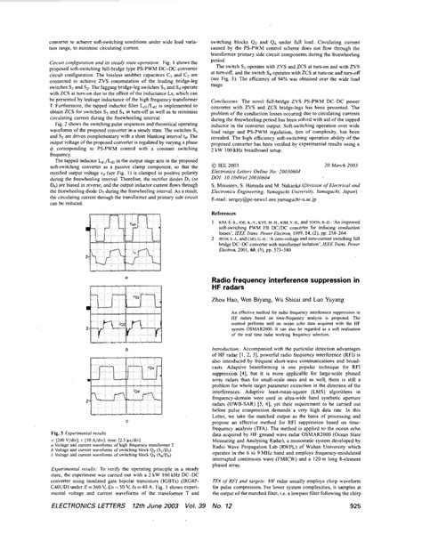 Pdf Radio Frequency Interference Suppression In Hf Radars