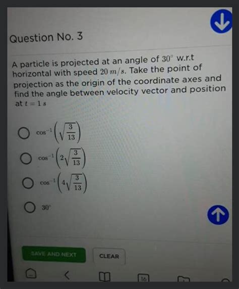 Question No 3a Particle Is Projected At An Angle Of 30∘ W R T Horizonta