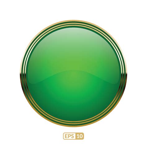 Green Button With Gold Border On White Background Luxury Green Glossy Button 26289260 Vector