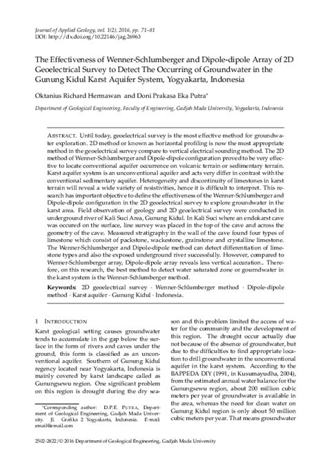 Pdf The Effectiveness Of Wenner Schlumberger And Dipole Dipole Array