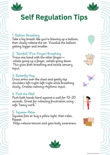 Self Regulation Tips 10 Ideas Teaching Resources