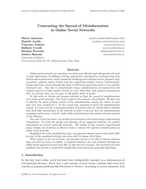 Pdf Contrasting The Spread Of Misinformation In Online Social Networks