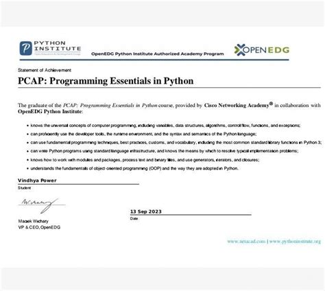 completed pcap programming essentials in python power vindhya posted on the topic linkedin