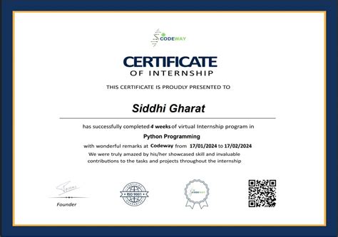 Siddhi Gharat On Linkedin Codeway Internship Pythonprogramming