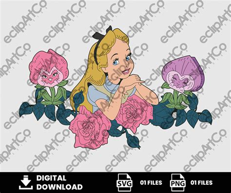 01 Clipart Alice In Wonderland Singing Flowers Svg Alices In