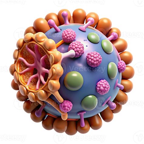 Viral Structure Enveloped Virus Anatomy 3d Model 55060114 Png