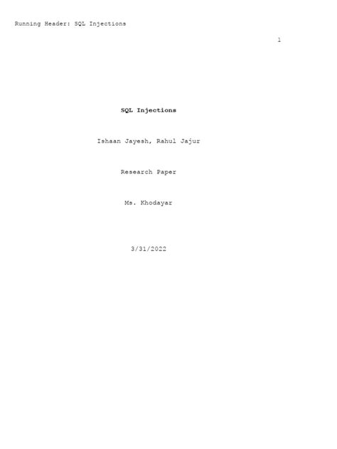 Sql Injections Final Paper Pdf