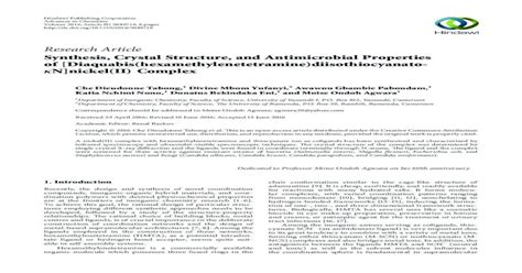 Pdf Research Article Synthesis Crystal Structure And Archive 2016