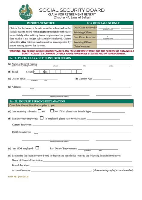 Social Security Retirement Application Form Printable
