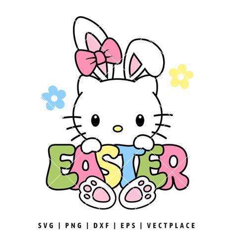 Hello Kitty Bunny Easter Svg Hello Kitty Coloring Easter Svg Hello