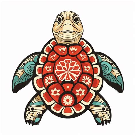 Premium Ai Image A Close Up Of A Turtle With A Flower Design On Its