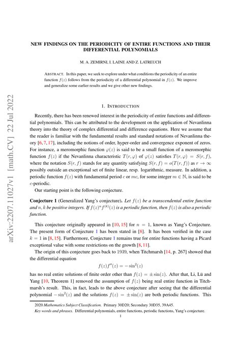 Pdf New Findings On The Periodicity Of Entire Functions And Their