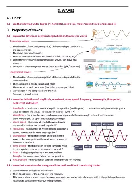 ☀️gcse Physics Edexcel Igcse☀️higher☀️ Topic 3 Waves Notes☀️ Science Stuvia Uk