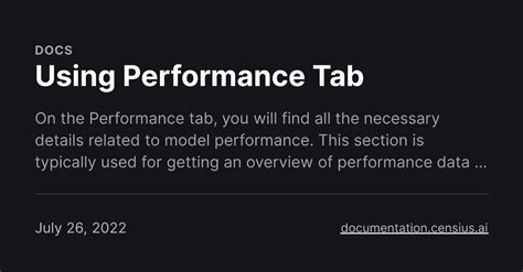 Using Performance Tab