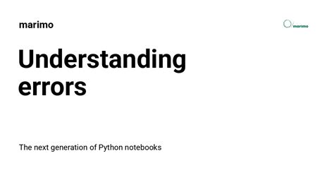 Understanding Errors Marimo