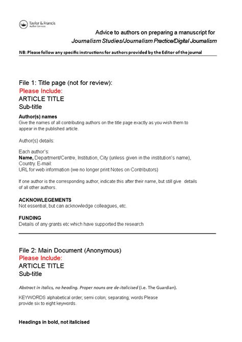 Journal Title Page Customizable Templates For Title And Article