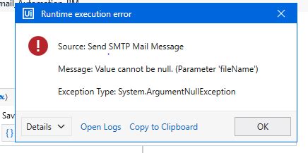 Error While Using SMTP Mail Message Activities UiPath Community Forum