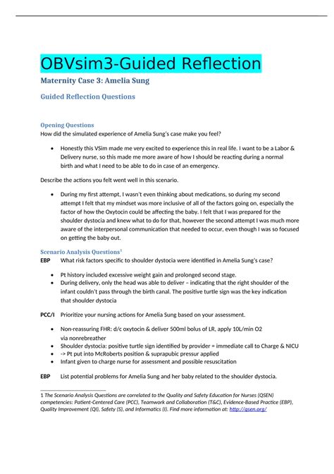 Obvsim3 Guided Reflection Maternity Case 3 Amelia Sung Guided Reflection Questions Obvsim3